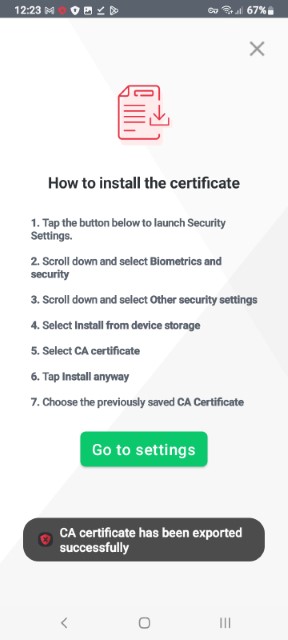 Android Setup and Certificates